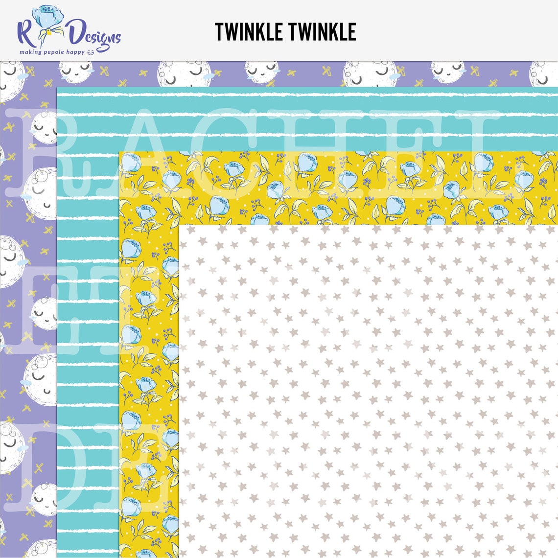 Printable Twinkle Twinkle Digital Paper Pack, Kids Digital Paper Wrap ...