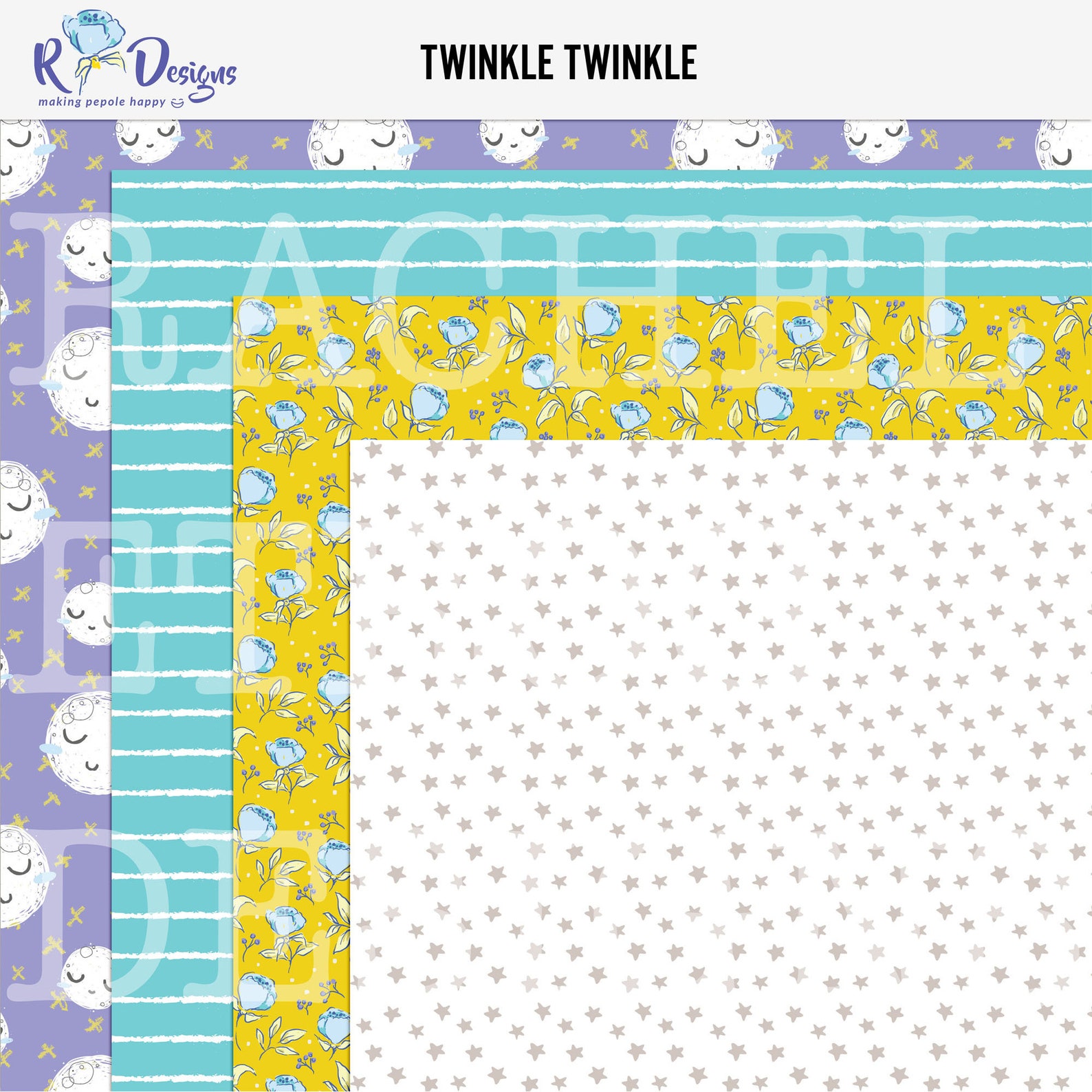 Printable Twinkle Twinkle Digital Paper Pack, Kids Digital Paper Wrap ...