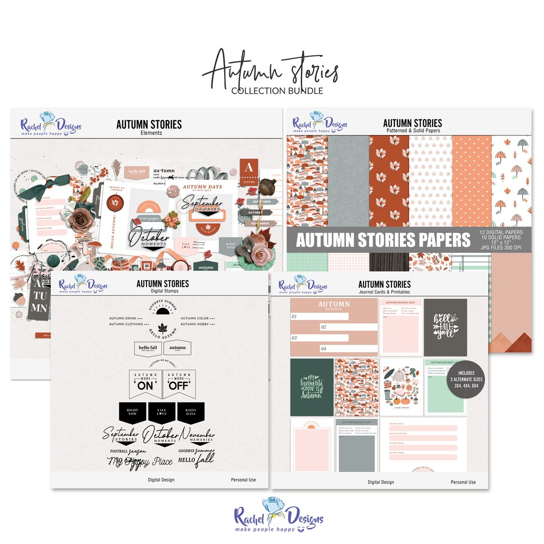 Autumn Stories Digital Scrapbook Collection, Autumn Digital Elements ...