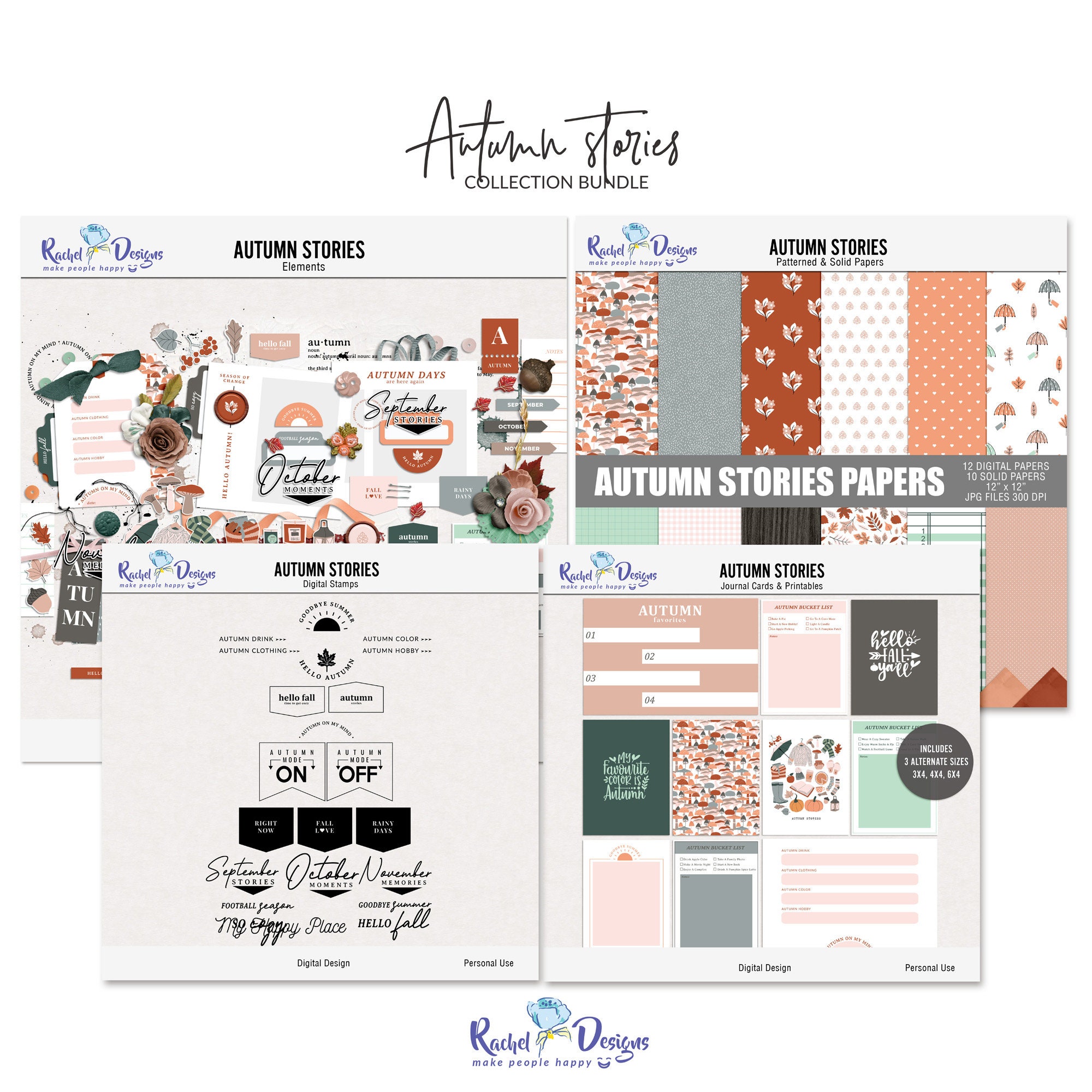 Autumn Stories Digital Scrapbook Collection, Autumn Digital Elements ...