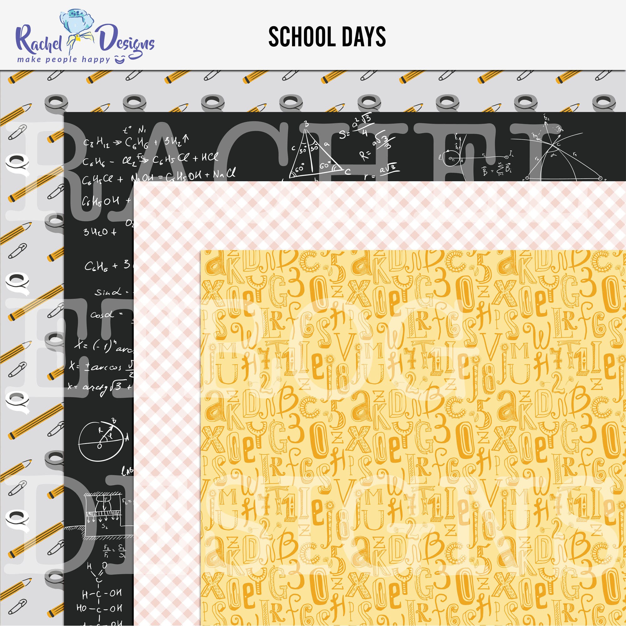 School Days digital scrapbooking kit Digital school elements | Etsy