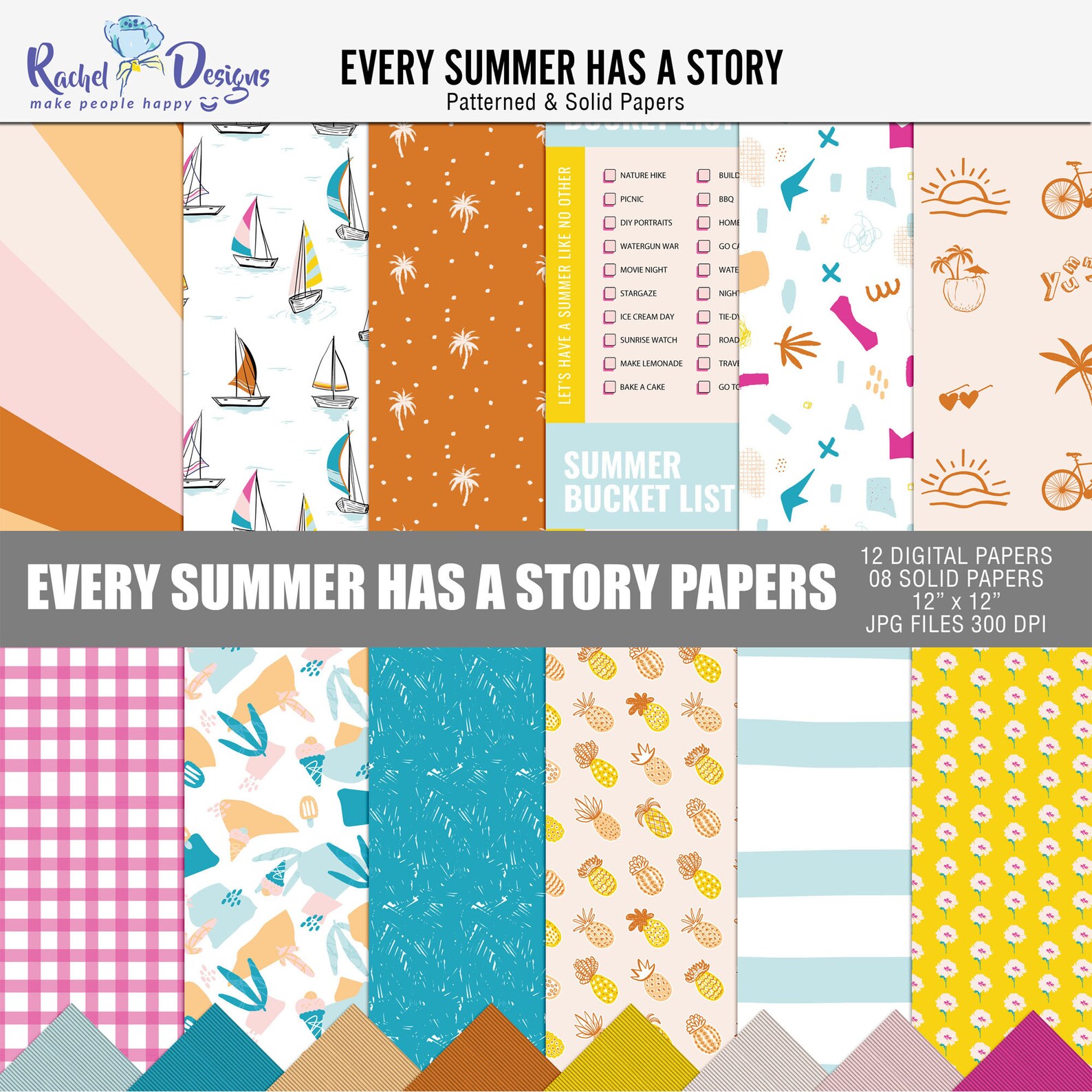 Every Summer Has A Story Digital Scrapbook Kit, Digital Summer Elements ...