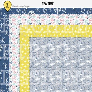 Tea Time Digital Scrapbooking Kit Printable Tea Pattern - Etsy