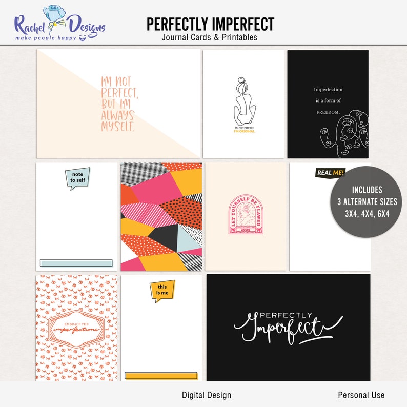 Printable Perfectly Imperfect Digital Pocket Cards, Digital Self Love ...