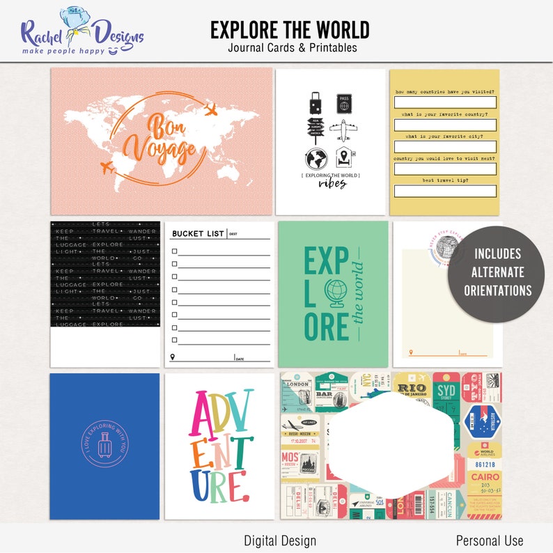 Explore the World Digital Journal Cards Digital Travel Pocket - Etsy