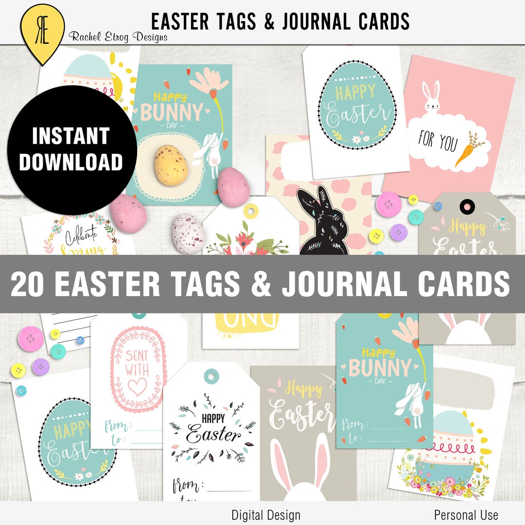 Easter Digital Gift Tags, Easter Digital Journal Cards, Easter ...