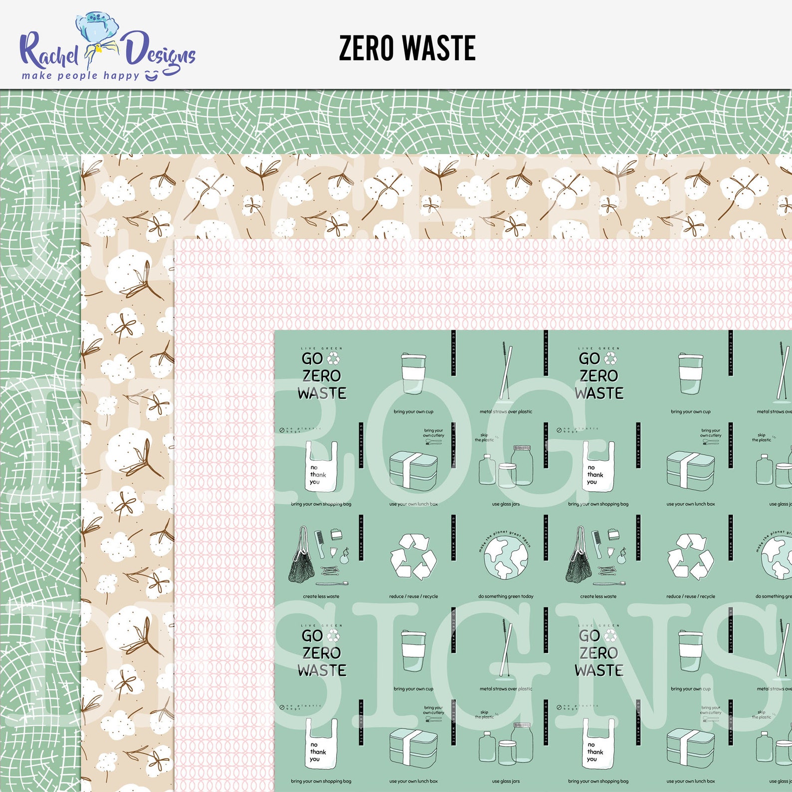 Zero Waste Digital Scrapbooking Kit, Digital Ecology Theme Mix Media ...