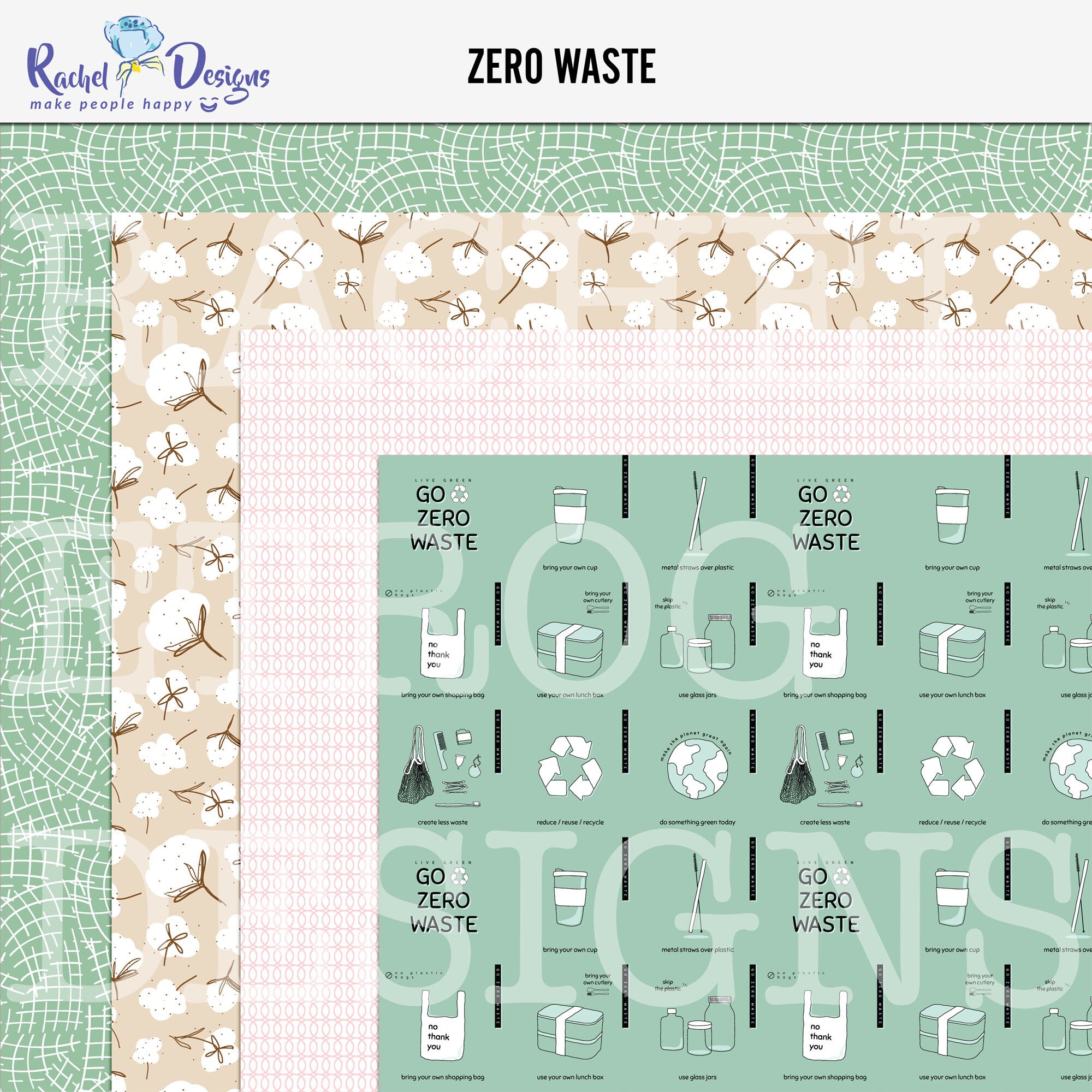 Zero Waste Digital Scrapbooking Kit, Digital Ecology Theme Mix Media ...