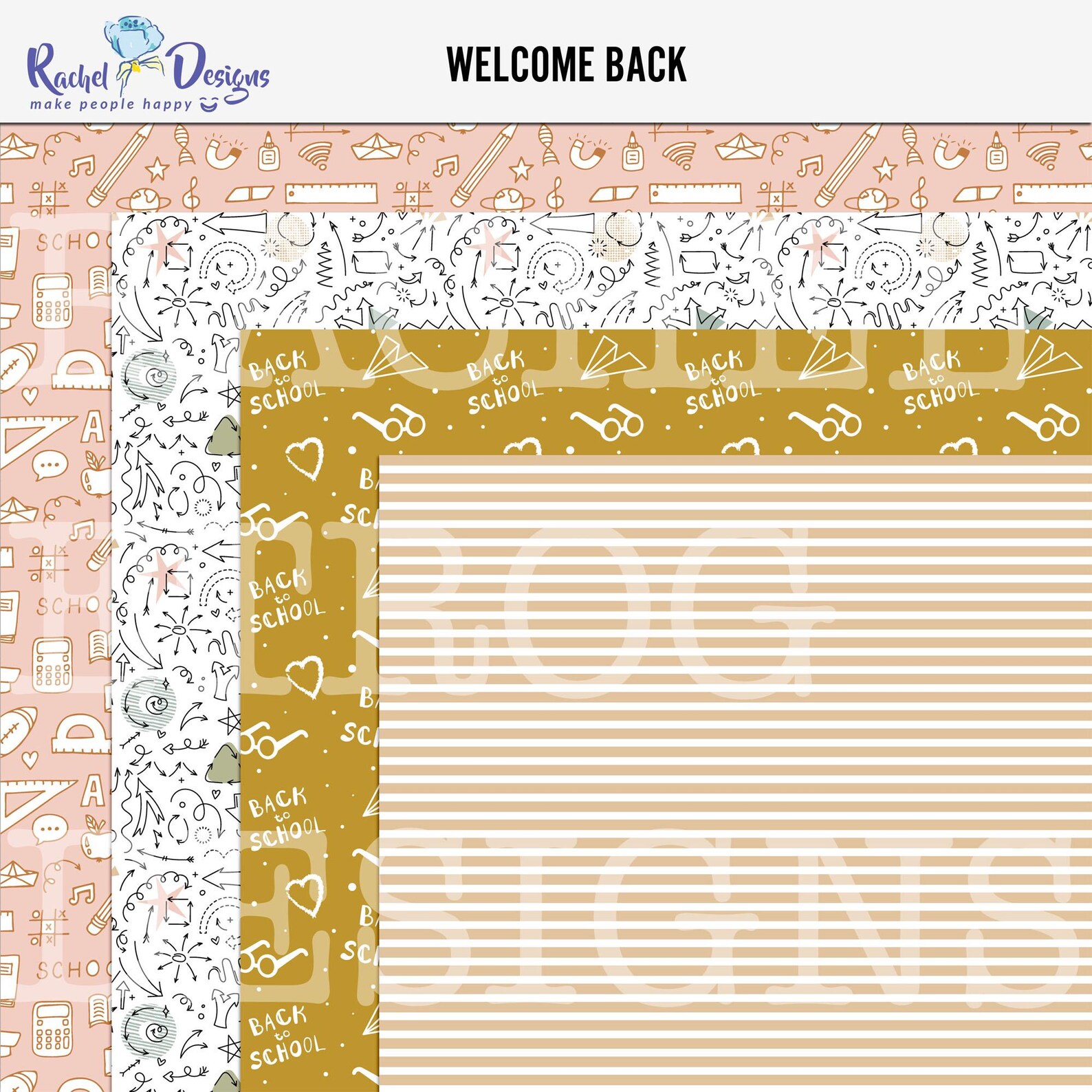 Welcome Back Digital Scrapbooking Collection, School Digital Elements ...