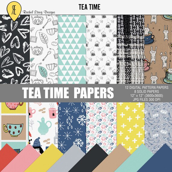 Printable Tea Time Digital Paper Pack Tea Time Digital | Etsy