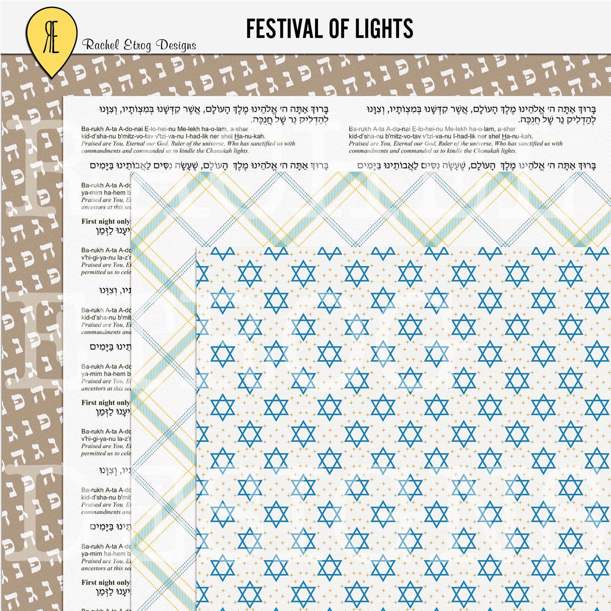 Hanukkah Digital Paper Pack, Printable Hanukkah Papers, Digital ...