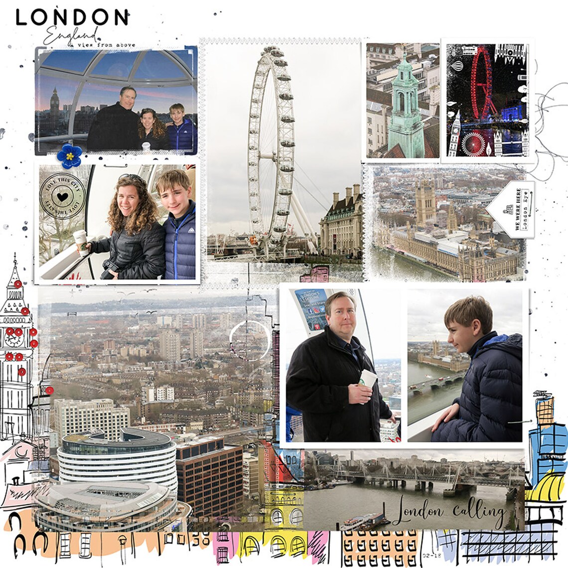 London Calling Digital Scrapbooking Elements, Digital London Elements ...