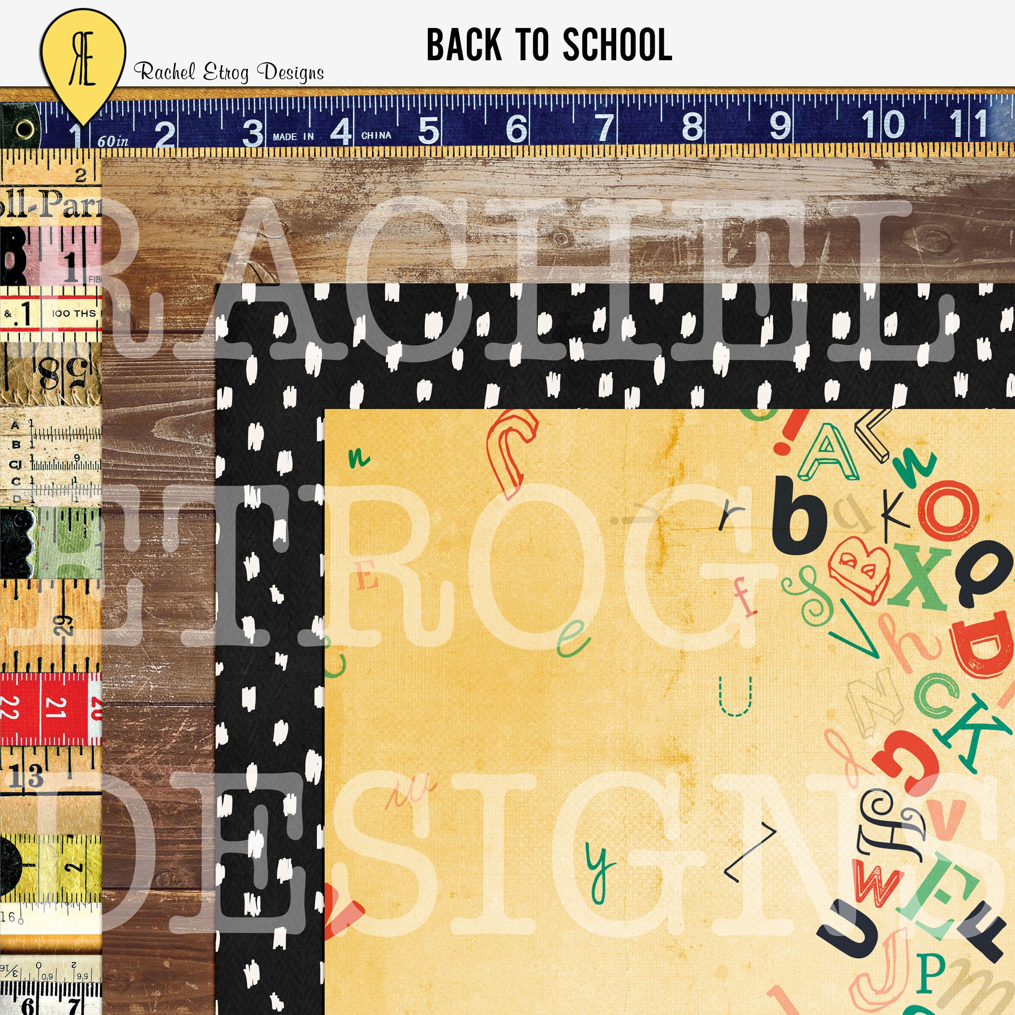 Back to School Digital Paper Digital Scrapbooking Paper Pack | Etsy