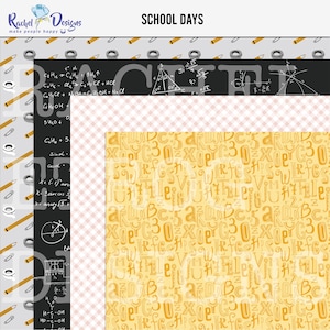 School Days Digital Scrapbooking Papers, Digital School Papers Pack ...