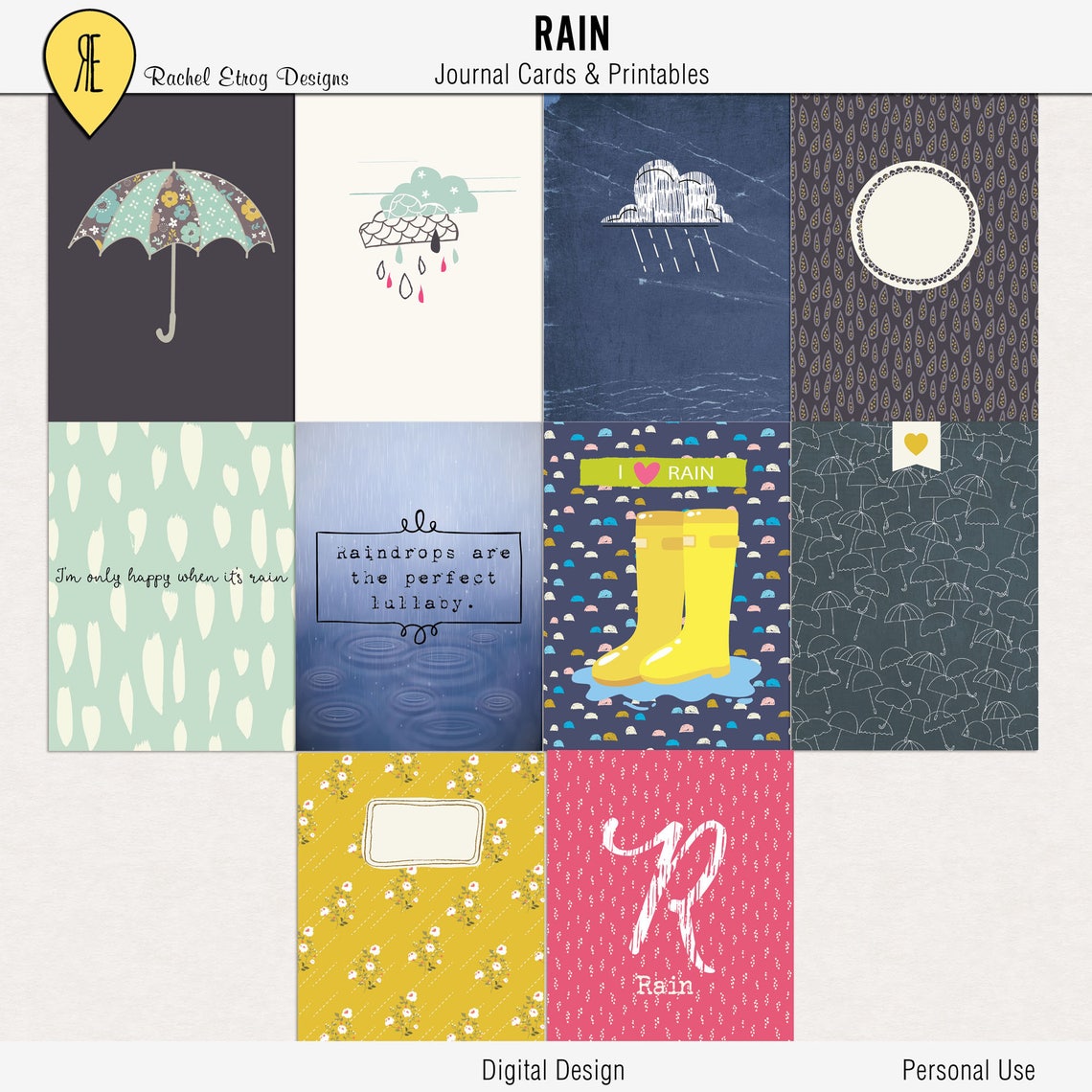 Rain Journal Cards Instant Download Printable Journaling - Etsy Israel