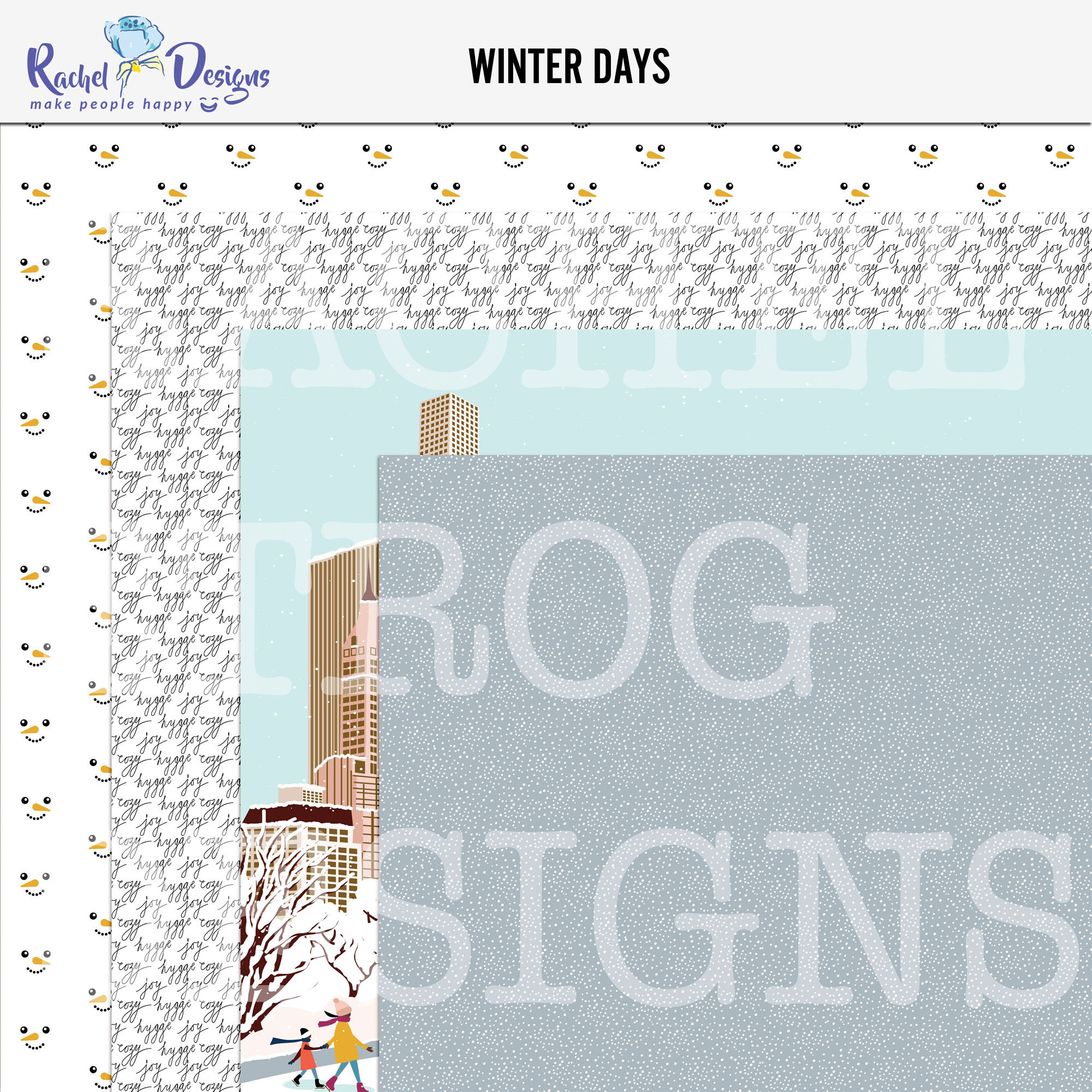 Winter Days Digital Scrapbooking Kit, Winter Printable Pattern Papers ...
