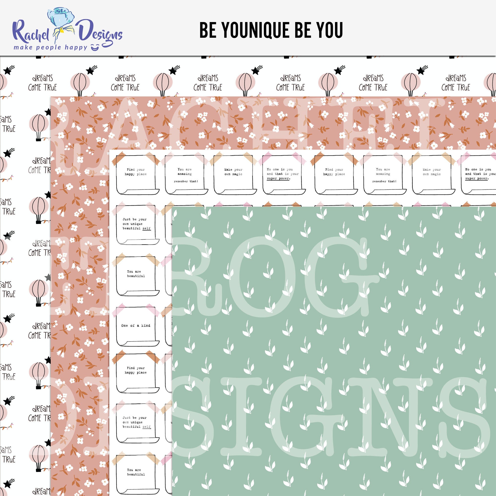Be Younique Be You Digital Scrapbooking Kit, Printable Feminine Paper ...