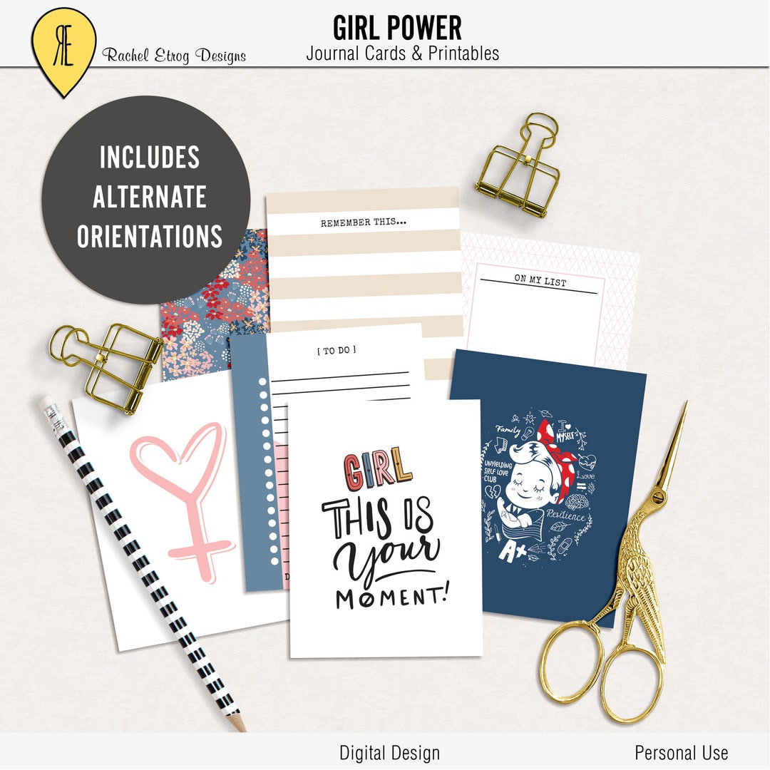 Printable Girl Power Digital Pocket Cards, Digital Girl Power Journal ...