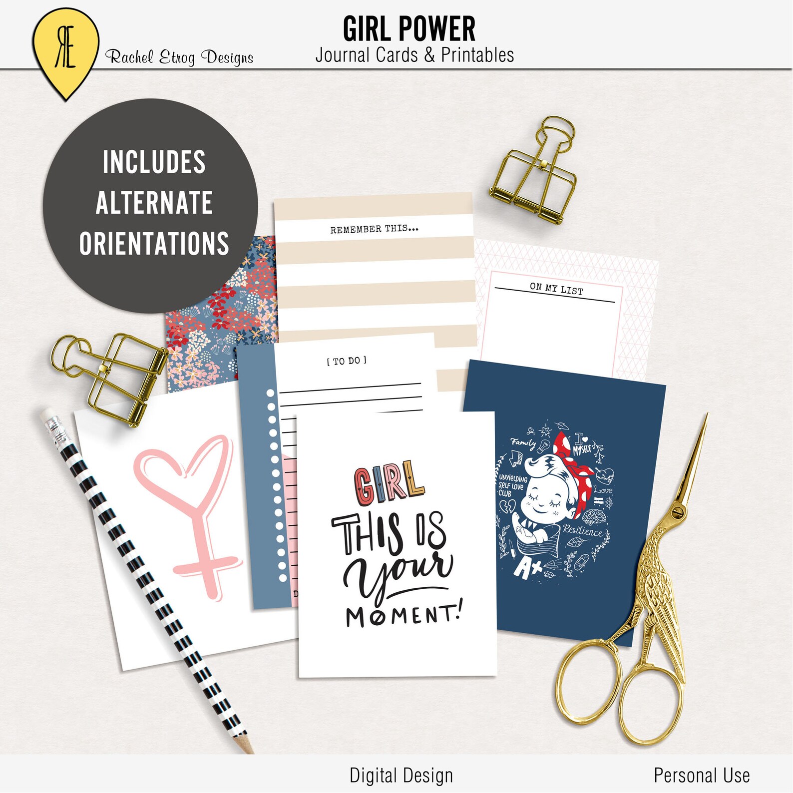 Printable Girl Power Digital Pocket Cards, Digital Girl Power Journal ...