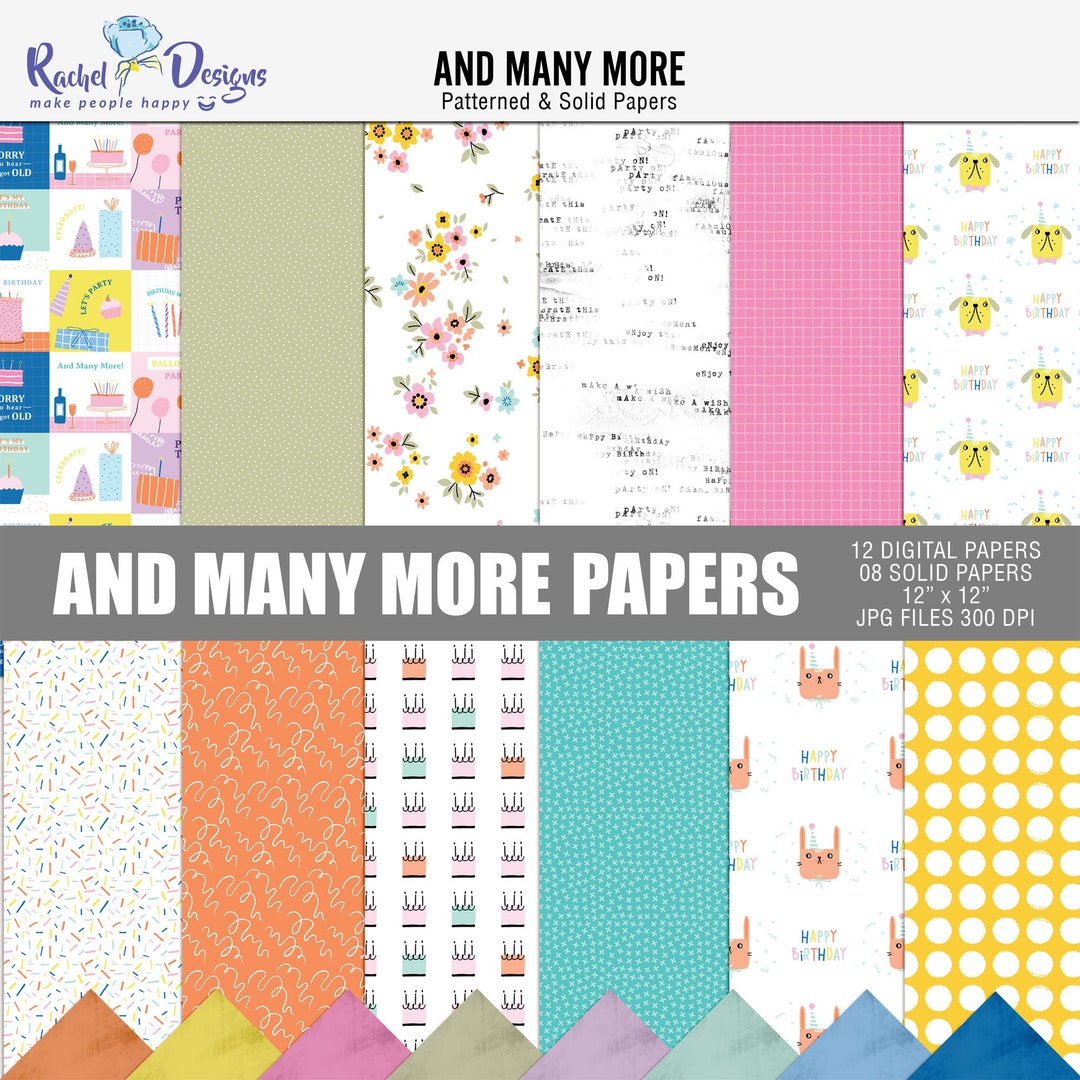 And Many More Digital Scrapbook Paper, Birthday Printable Decor Papers ...