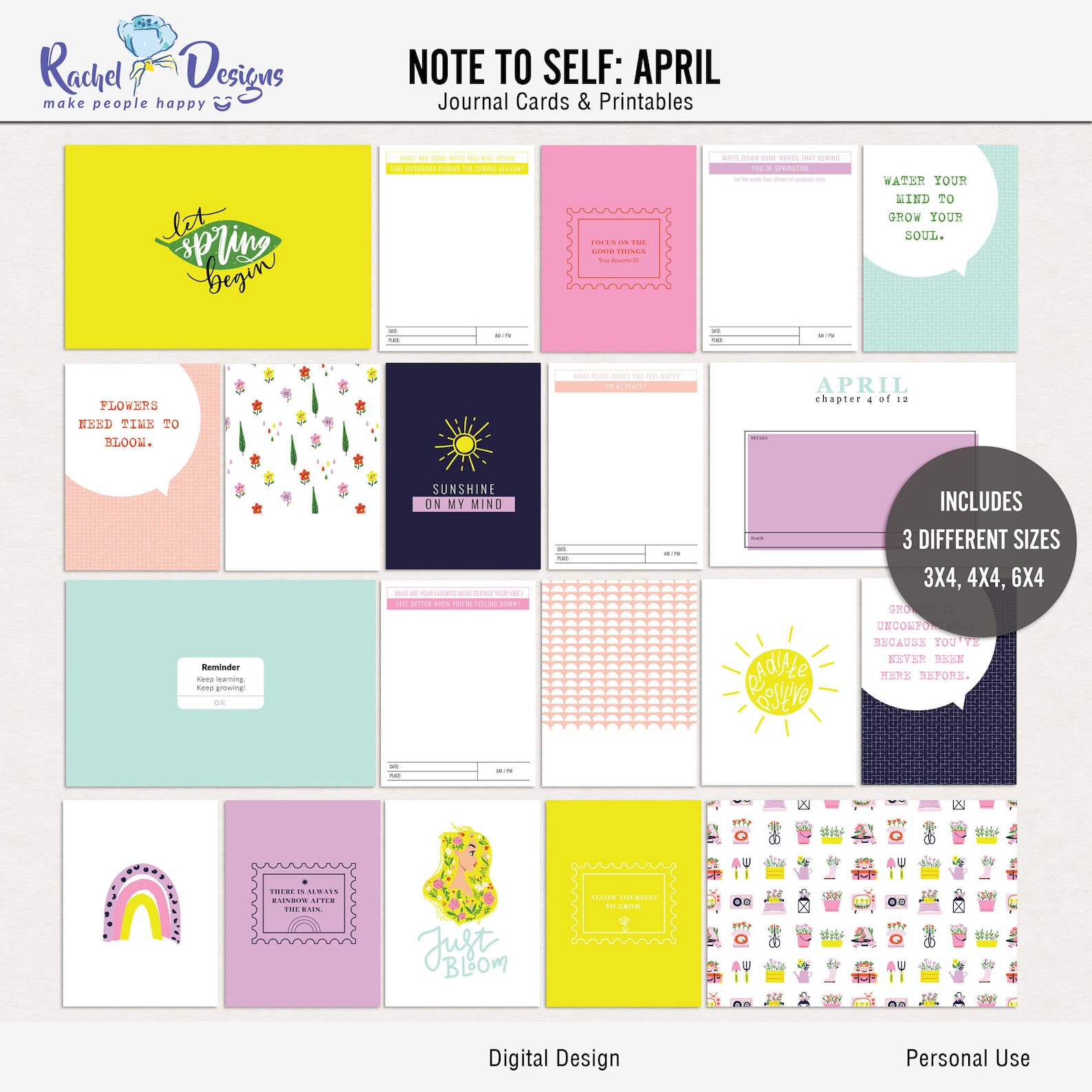 Printable Digital Journal Cards, Digital Pocket Cards, Project Life ...