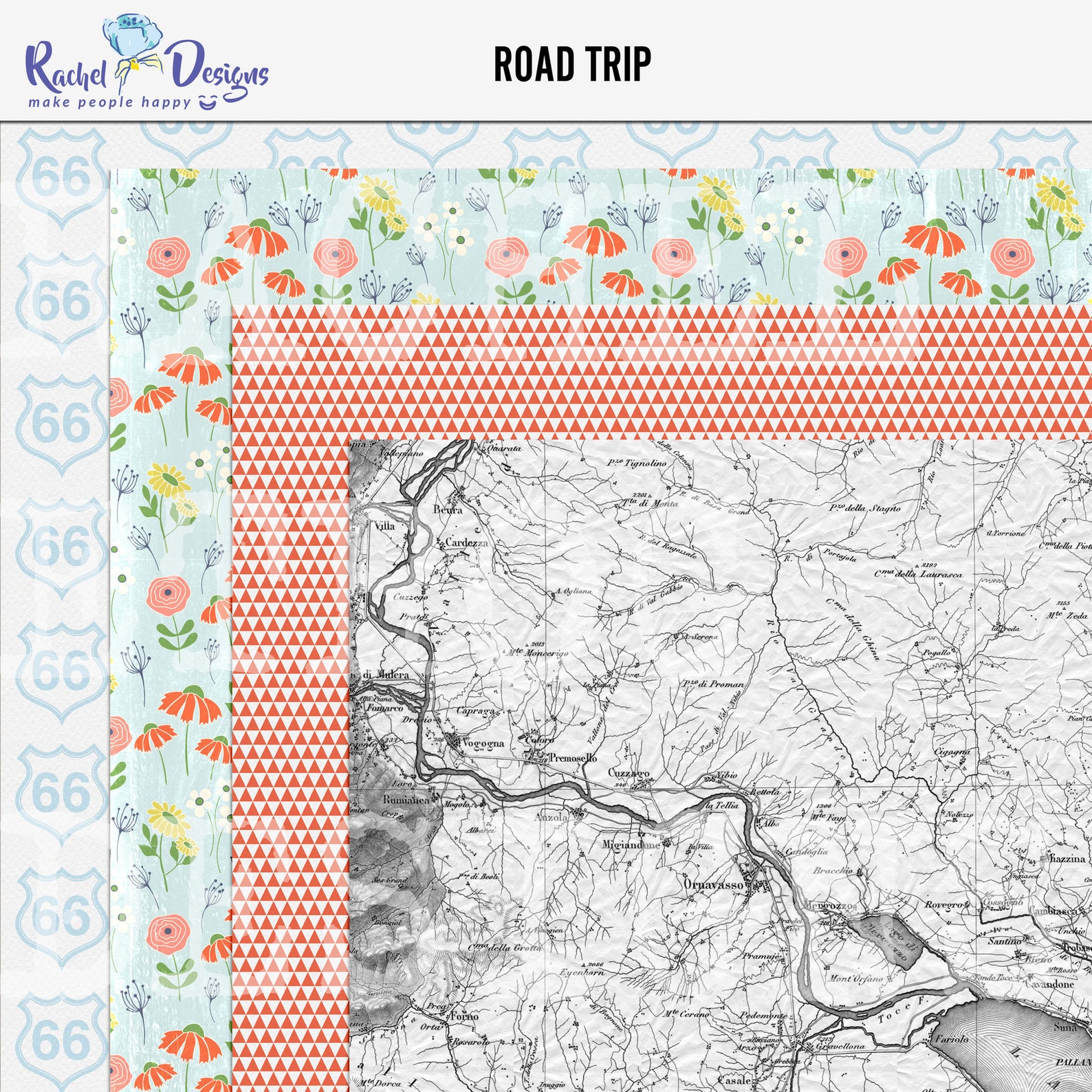 Road Trip Digital Papers Pack, Travel Digital Papers, Adventure ...