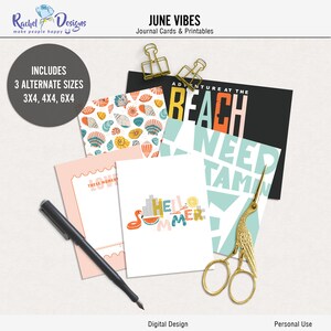 June Vibes Digital Journal Cards, Printable Pocket Cards, Summer ...
