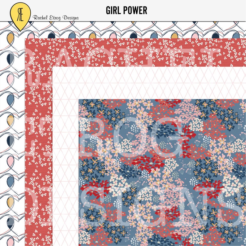Girl Power Printable Digital Paper Pack, Printable Girly Papers ...