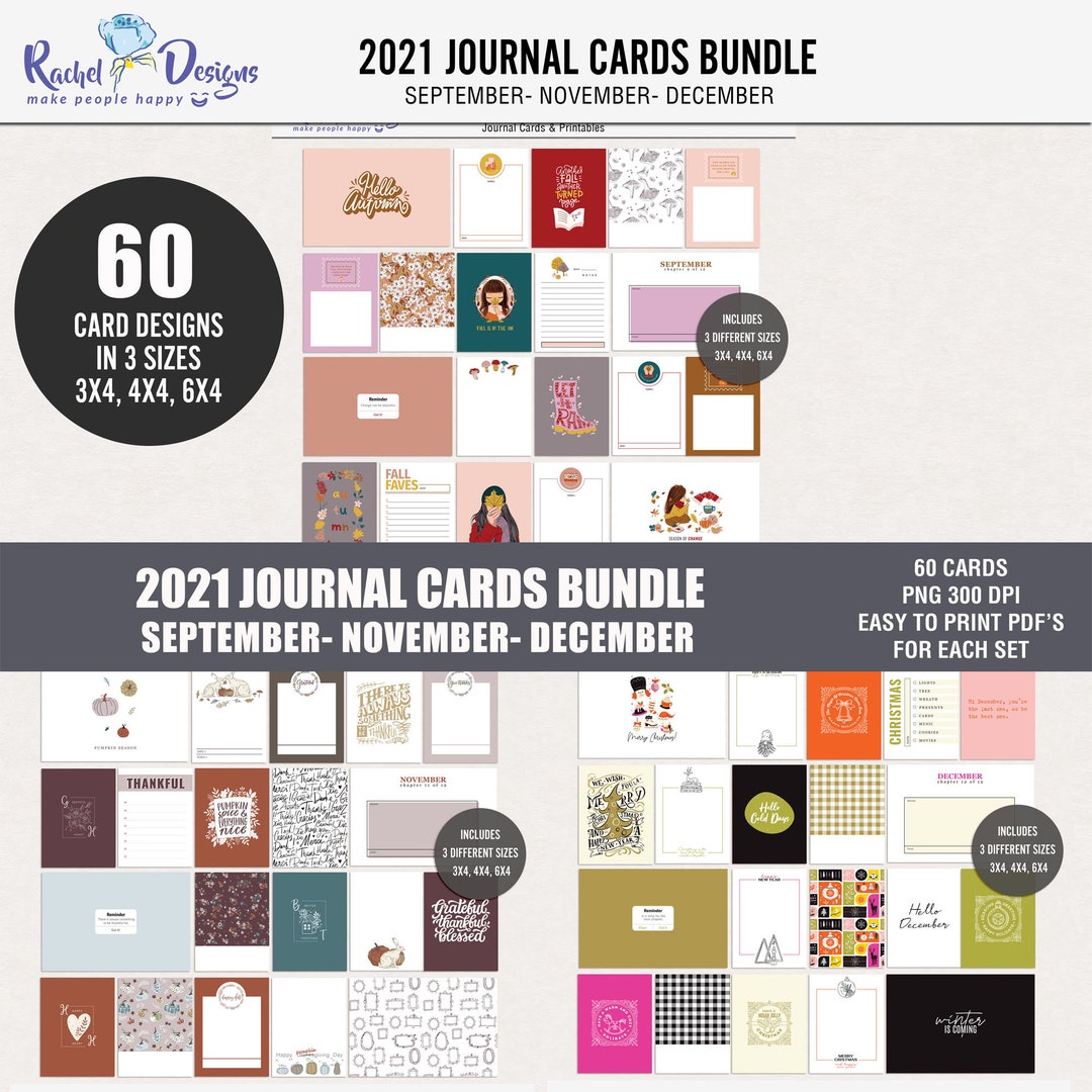 Printable Digital Journal Cards, Digital Pocket Cards, Project Life ...