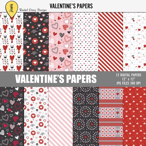 Valentine's Digital Paper Pack Printable Love Digital - Etsy
