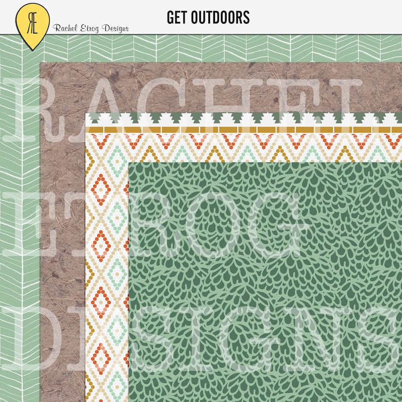 Get Outdoors Digital Scrapbooking Kit, Nature Wrapping Papers, Nature ...