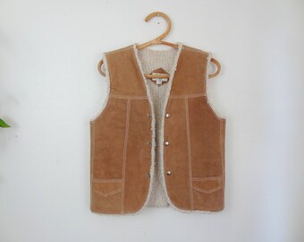 Tan leather vest | Etsy