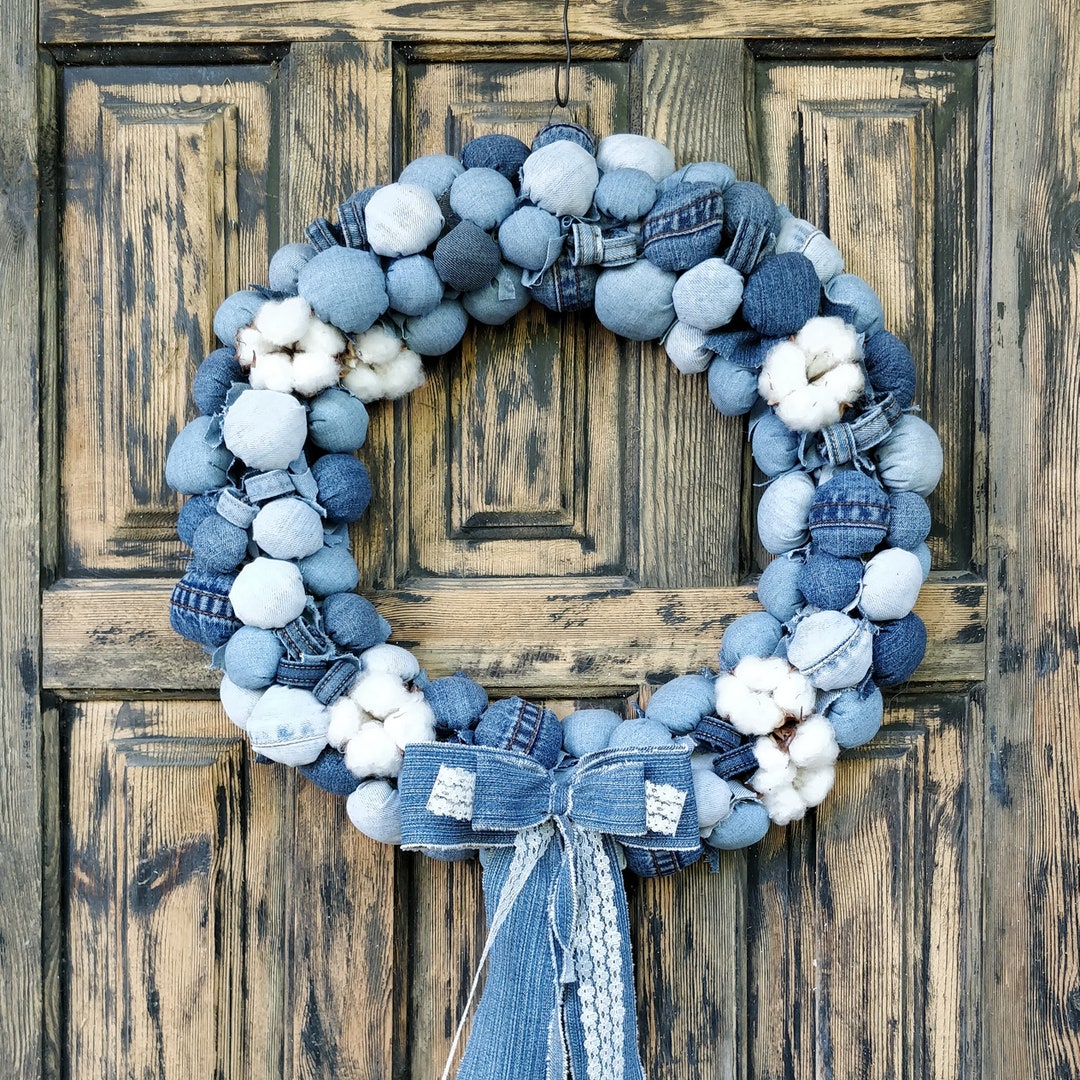 Denim Wreath: All-season Jeans Wreath for Front Door - Etsy