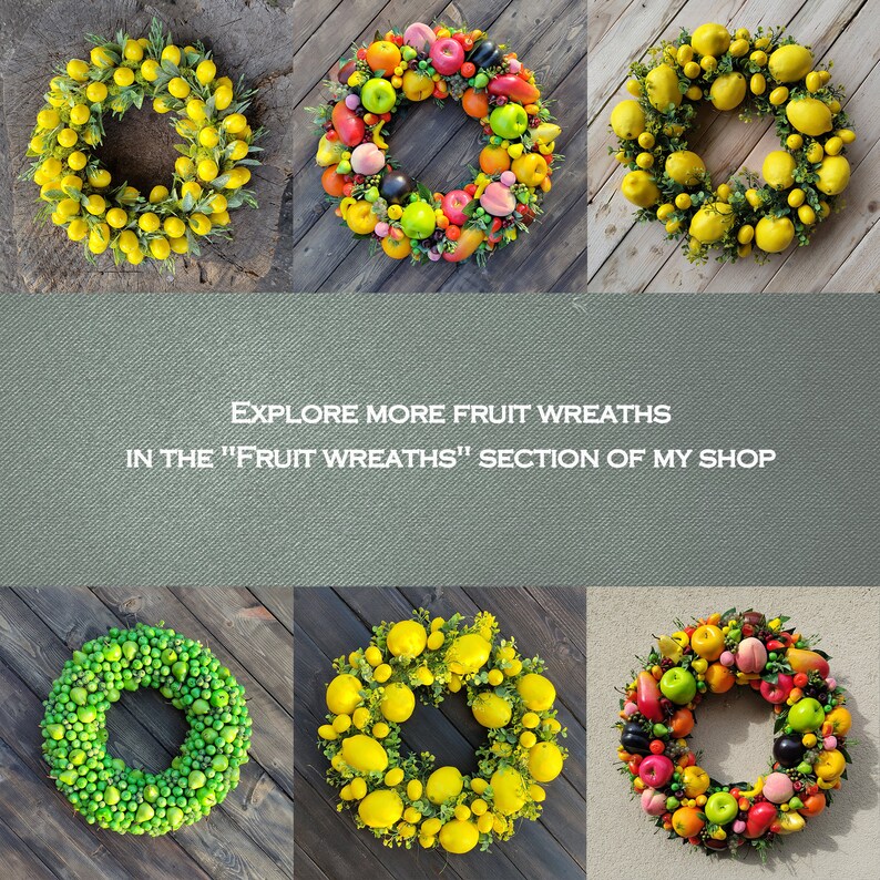 Lemon Wreath Citrus Summer Kitchen Decor Fruit Decoration Everyday ...