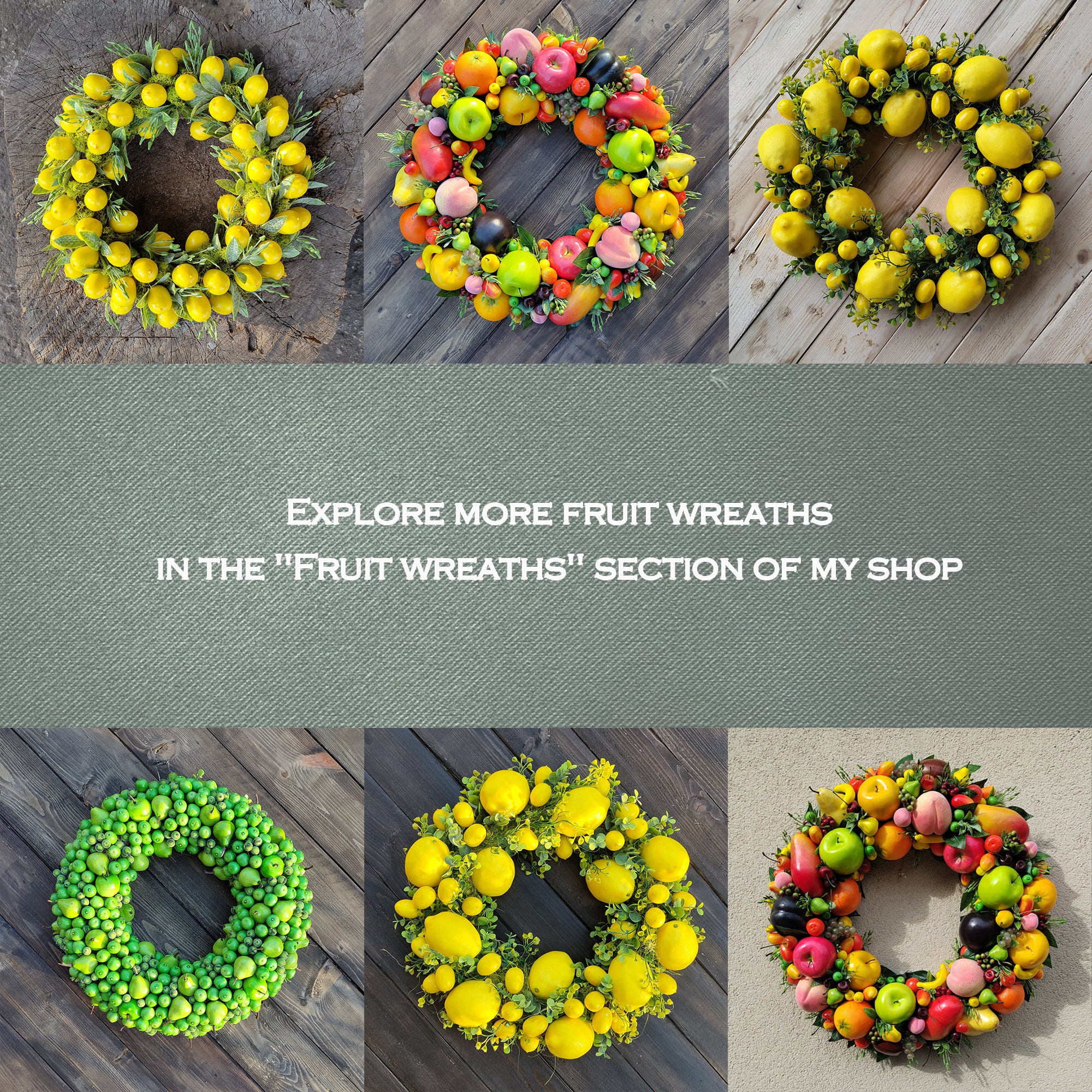 Lemon Wreath Citrus Summer Kitchen Decor Fruit Decoration Everyday ...