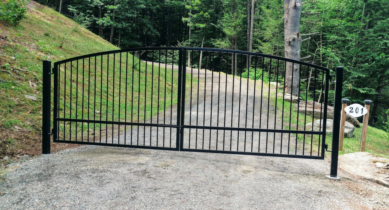 Driveway Gate Kit | Wrought Iron, Single Pickets, Arched ...
