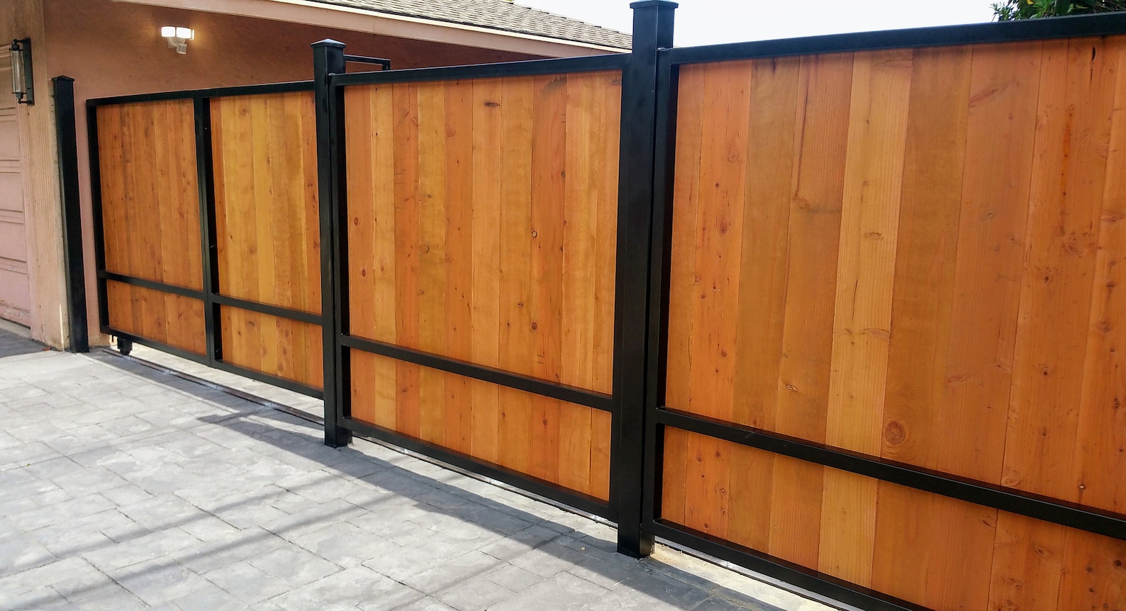 Wooden Driveway Gate Kit | Wrought Iron, No Pickets, Vertical Ironwood ...