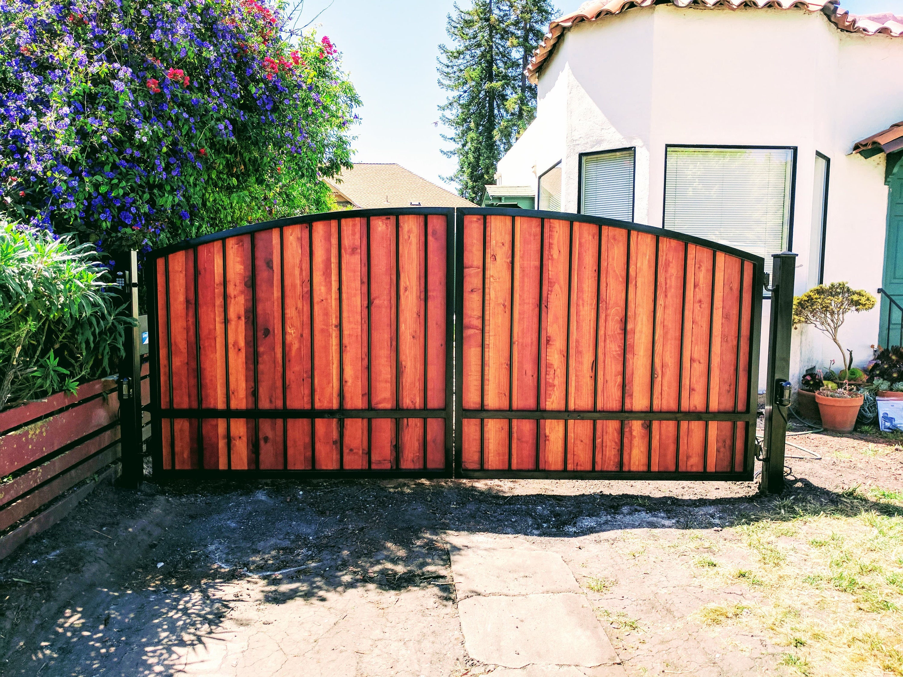 FREE SHIPPING Custom Automatic Wrought Iron Cumaru Swing Arched ...