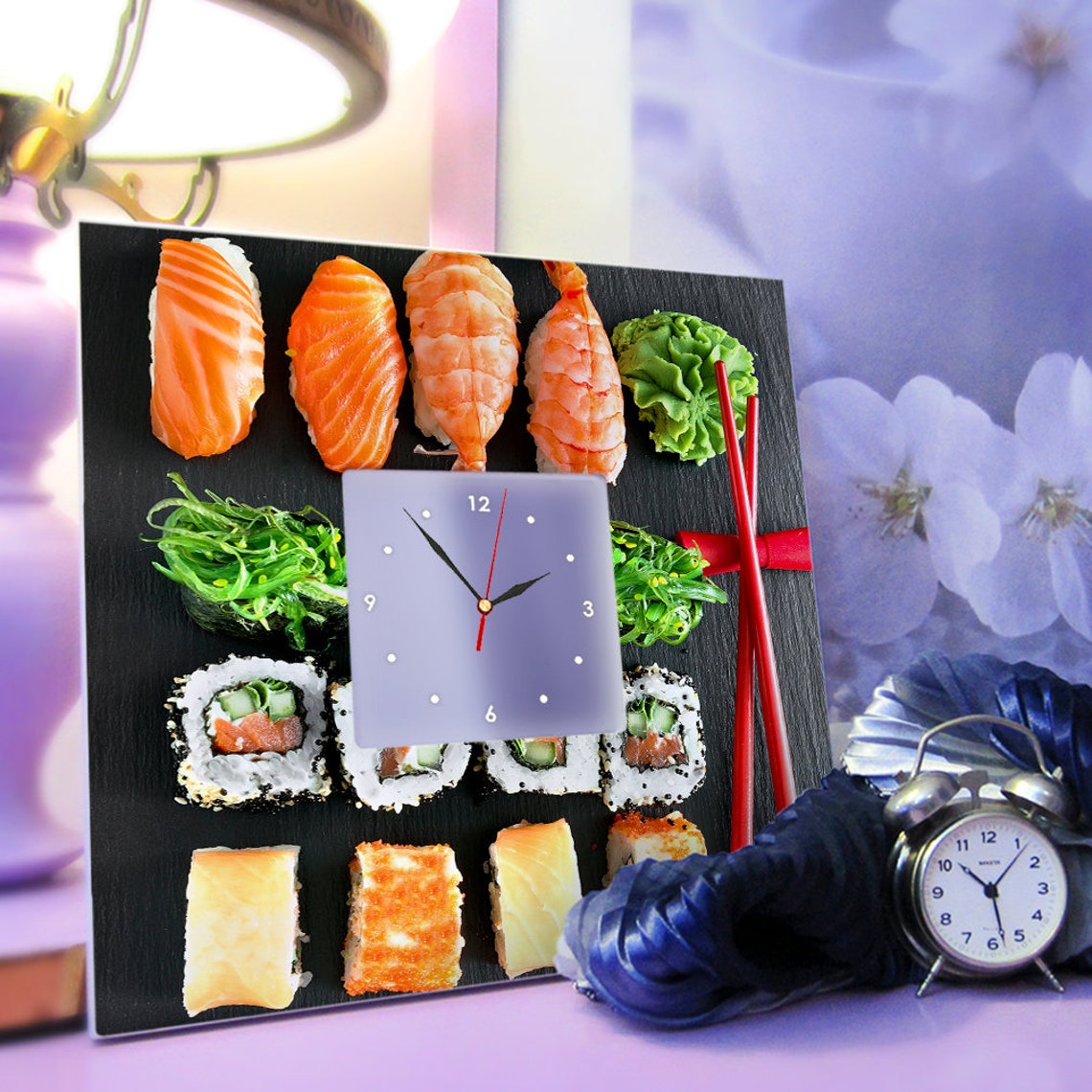 Sushi Japanese Sashimi Roll Wall Clock Framed Mirror Printed - Etsy