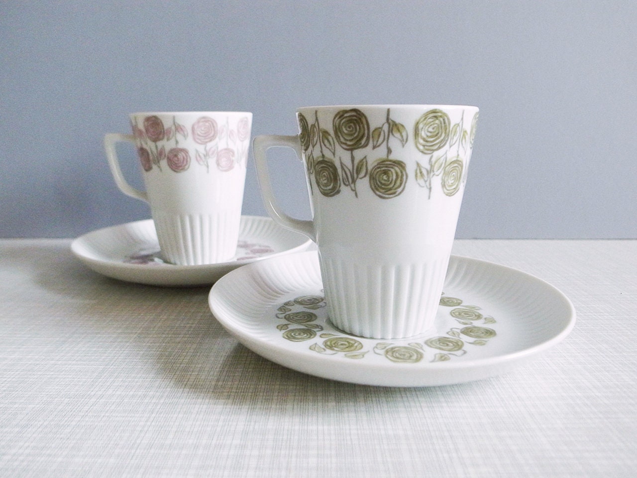Dutch Vintage Set of 2 Porcelain Coffee / Tea Cup and Saucer - Etsy