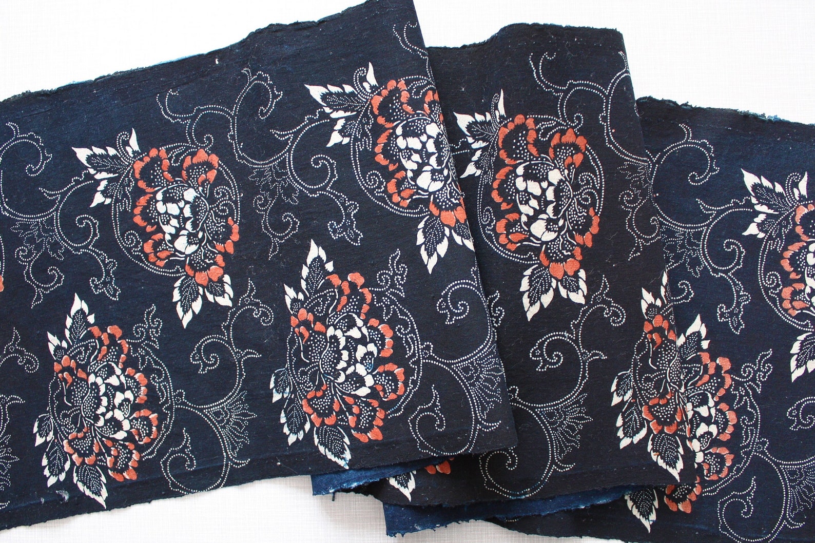 Japanese Vintage Cotton Katazome Textile Scroll / Arabesque - Etsy