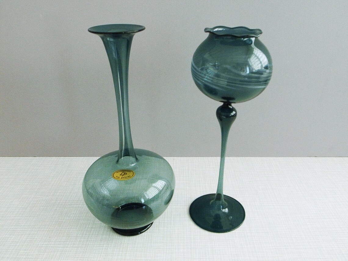 Set of 2 German Vintage Lauscha Glass Ornamental Vase / DDR / | Etsy