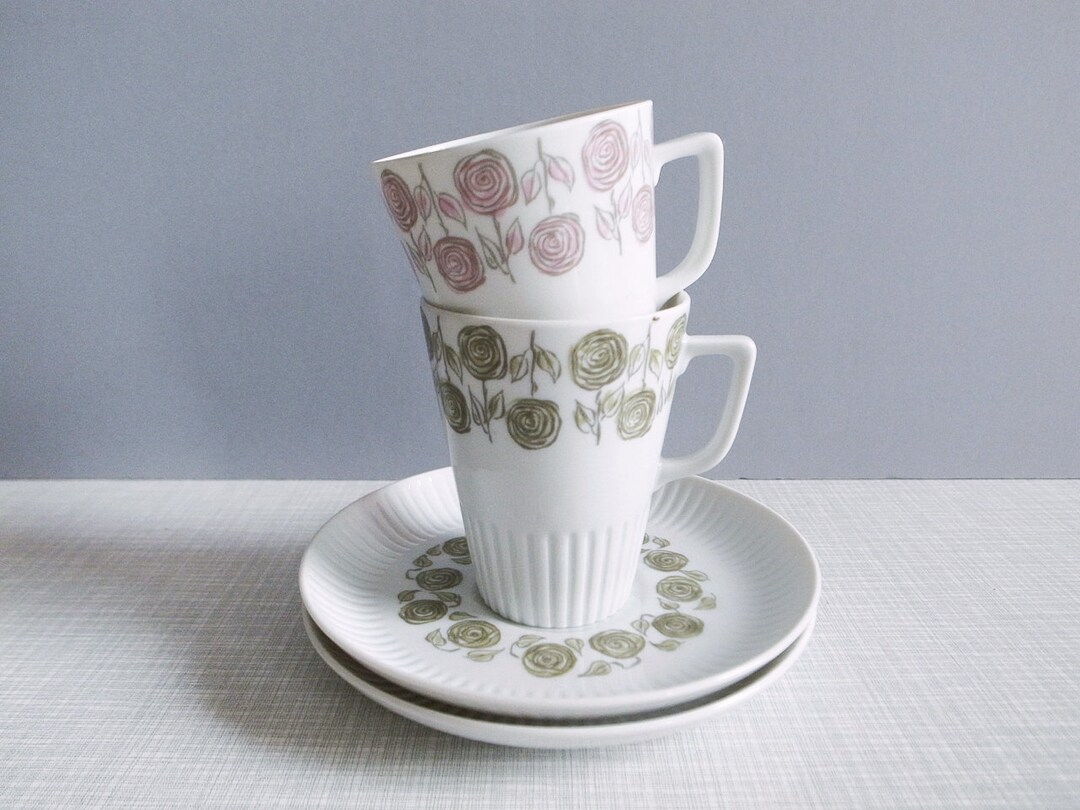 Dutch Vintage Set of 2 Porcelain Coffee / Tea Cup and Saucer - Etsy