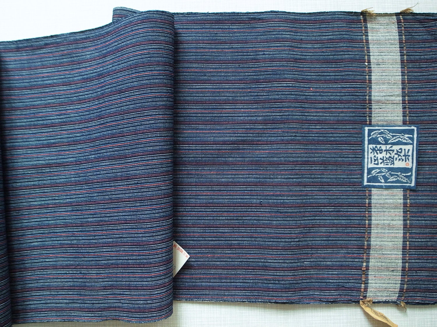 Japanese Cotton Kimono Textile / Shima 縞 / Kusaki Zome Indigo Aizome ...