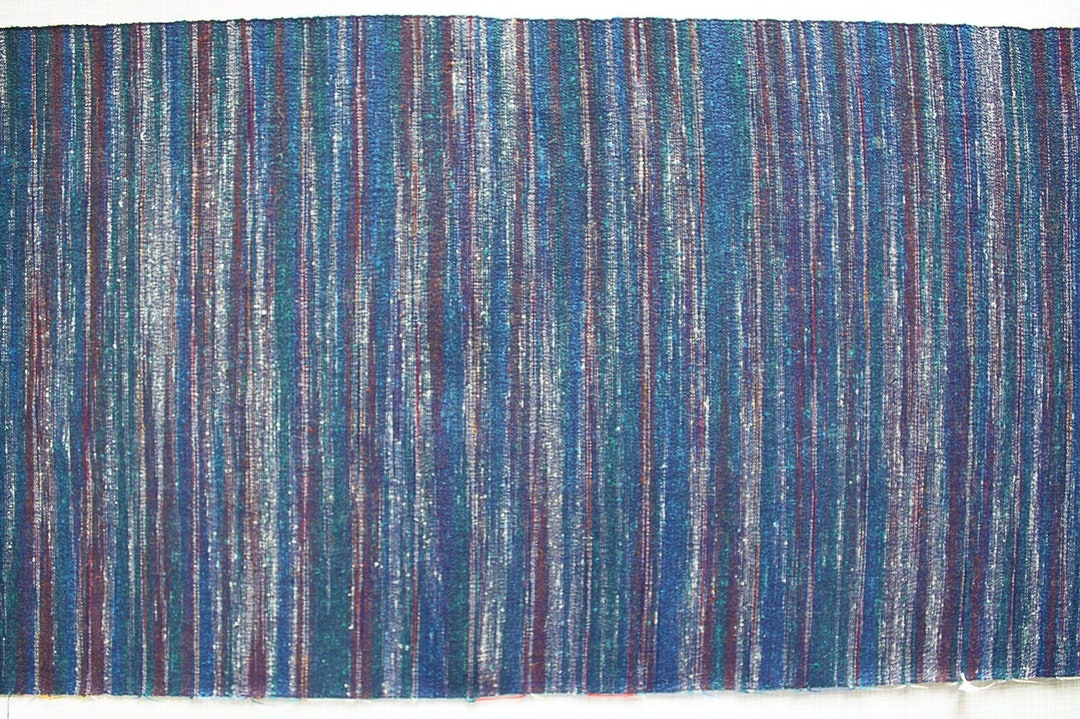 Japanese Vintage Wool Silk Pongee Kimono Textile in Horizontal Stripes ...