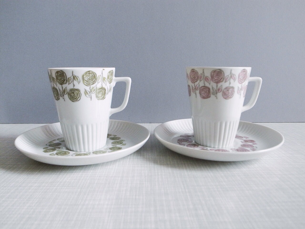 Dutch Vintage Set of 2 Porcelain Coffee / Tea Cup and Saucer - Etsy