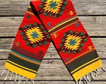 Zapotec Southwest Wool Table Runner / Wall Tapestry Handwoven in Oaxaca ...