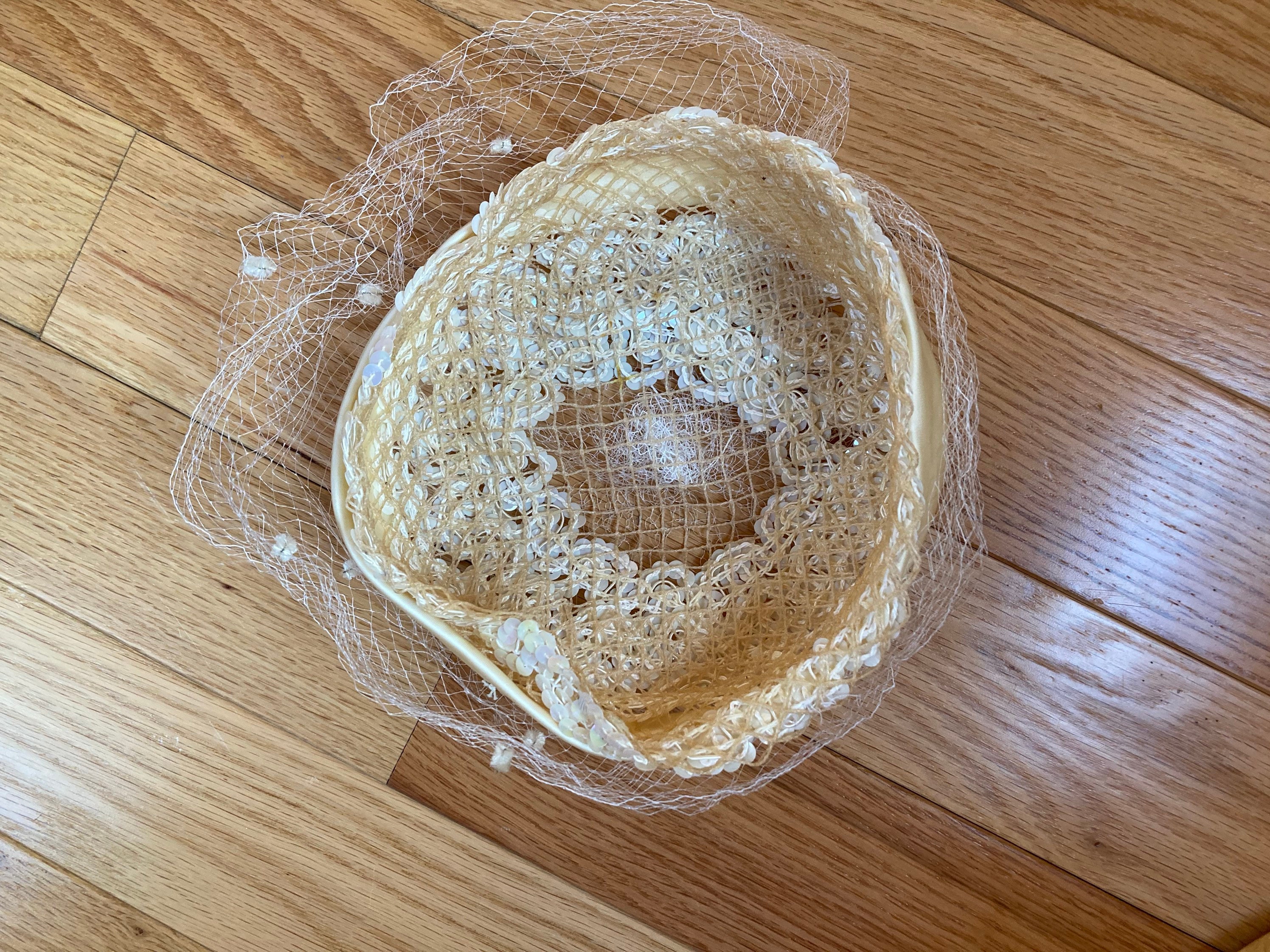 Sequin and Net Pill Box Style Hat - Etsy