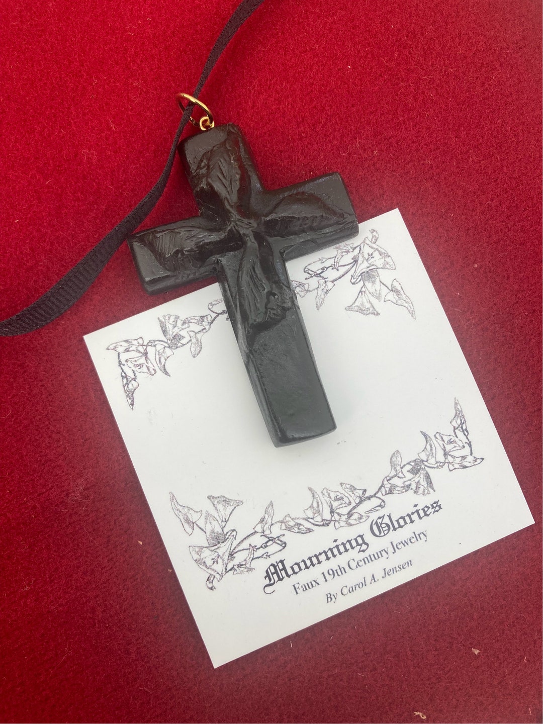 Victorian Mourning Glories Black Cross Pendant - Etsy