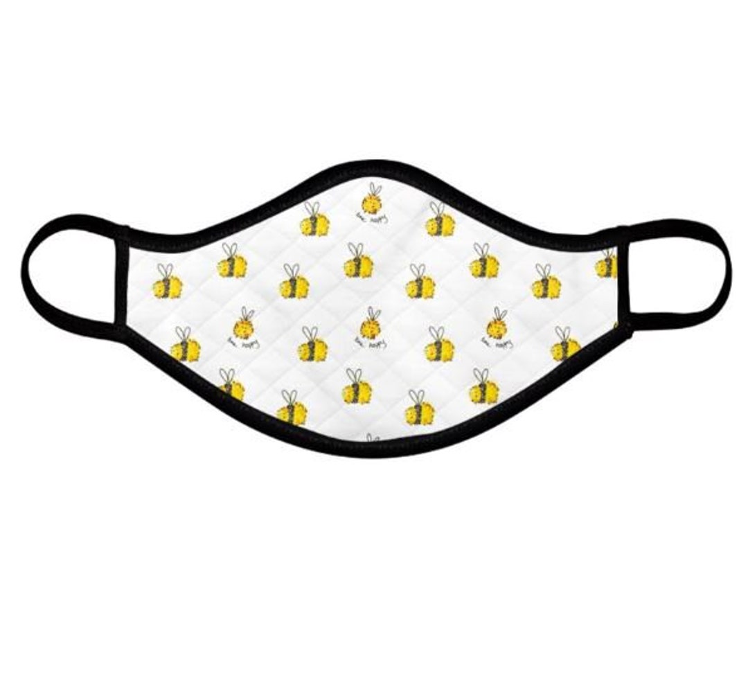Reusable Bee Happy 3 Ply (3 Layer) Face Mask With Elastic Closure ...